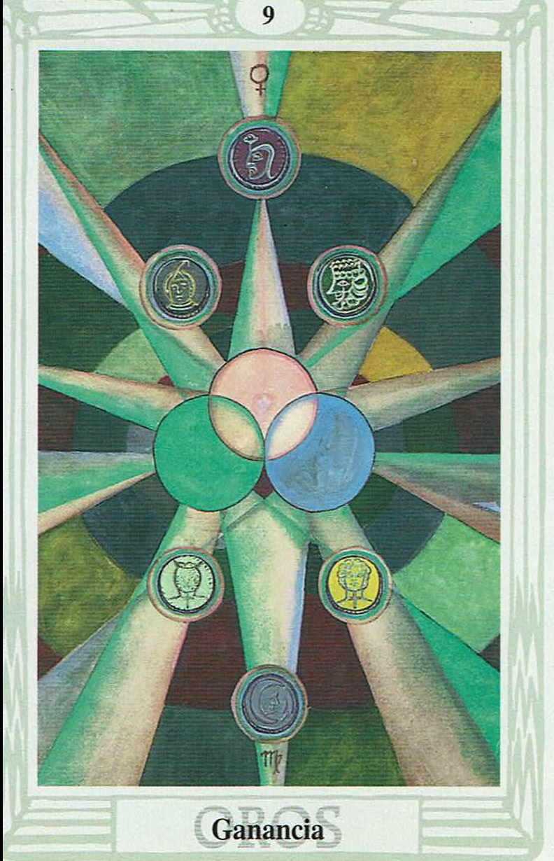 Nueve de oros - Aleister Crowley Tarot Thoth